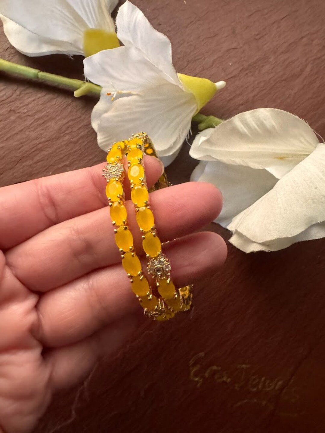 Yellow Bangles /CZ Bangles/ Indian Bangles/diamonds Bangles/yellow ...