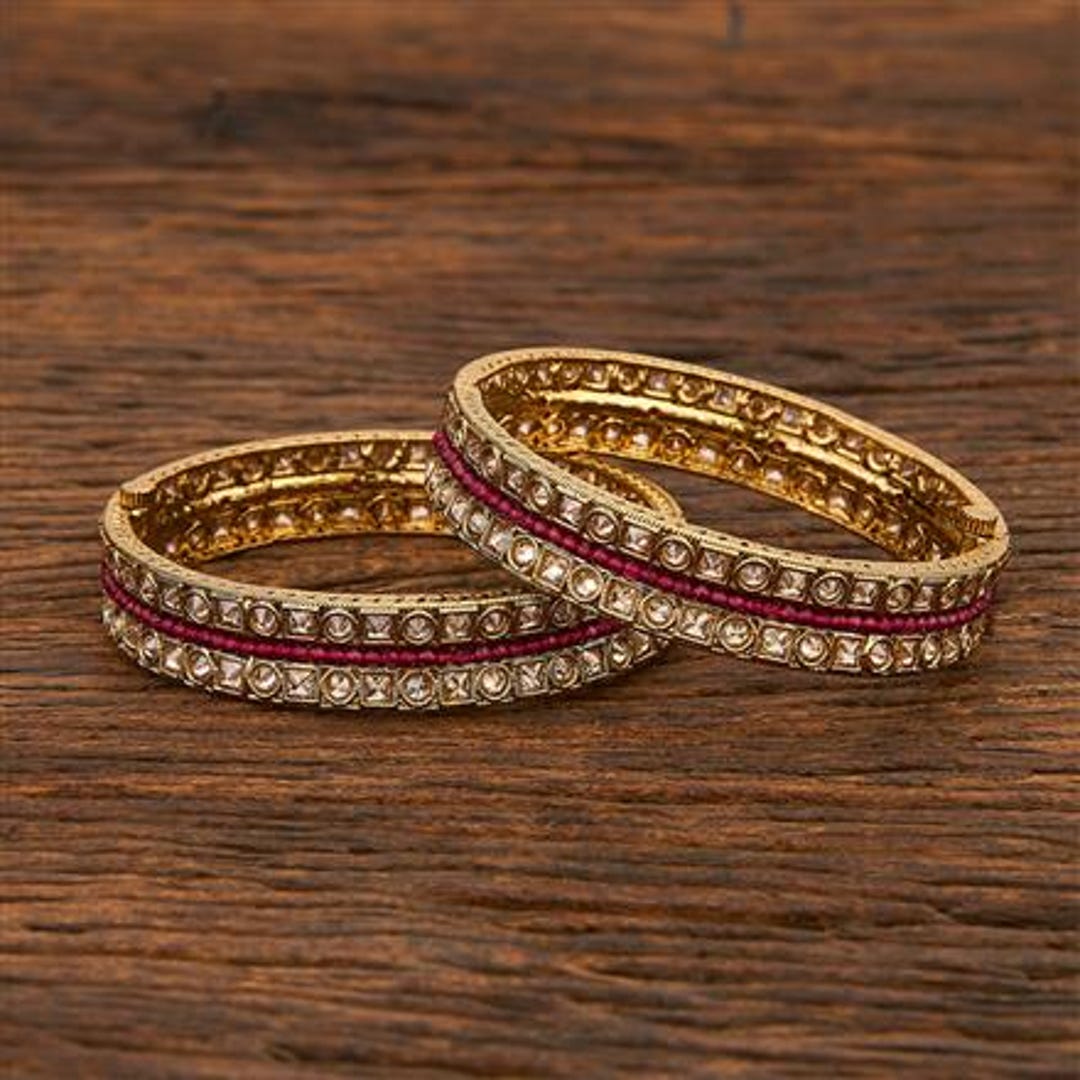 Ruby Polki Bangles /dull Gold Bangles / Indian Bangles/gold Bangles ...