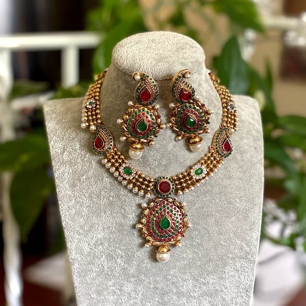 Antique Indian Gold Necklace - Etsy