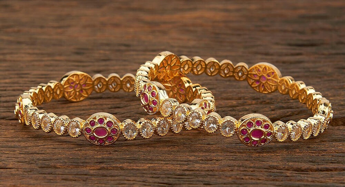 Ruby Bangles /CZ Bangles/ Indian Bangles/diamonds Bangles/ruby ...