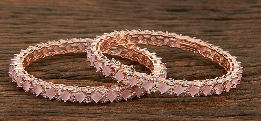 Openable Rose Gold Bracelets/ CZ Bangles/pink Diamond Bangles/cz Rose ...