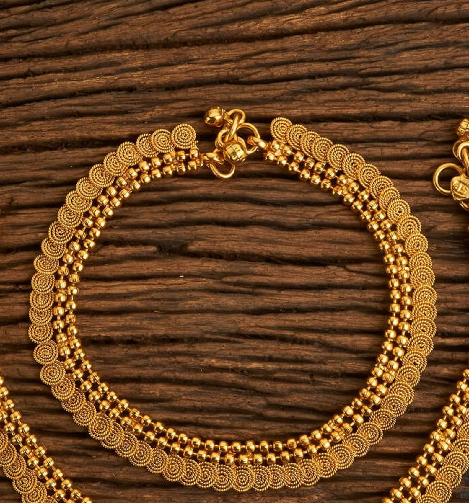 Gold Anklets/indian Anklets/temple Anklets/ Payal/polki Payal/ - Etsy