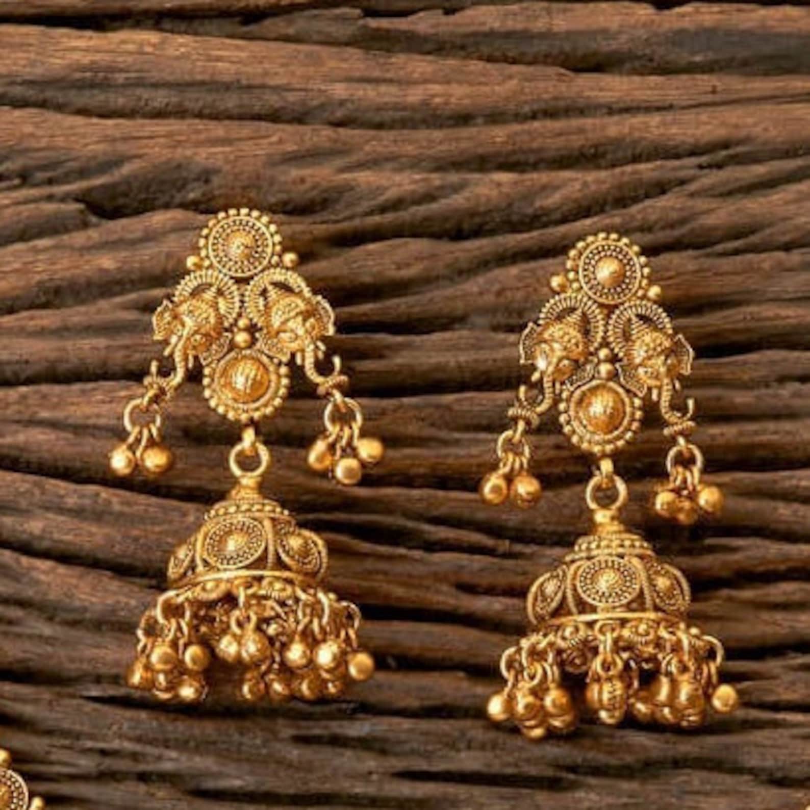 Gold Choker Necklace Set /indian Choker/ Matte Gold Choker/ - Etsy