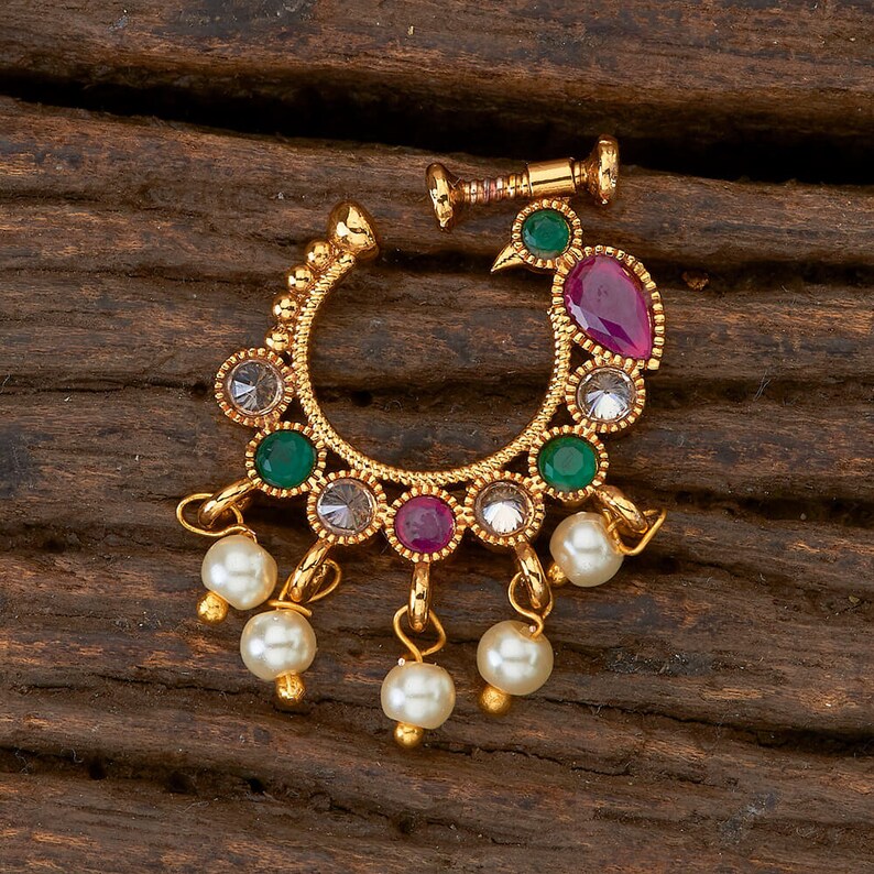 Nose Ring / Marathi Nose Ring/ Peacock Nath /CLIP ON Indian | Etsy