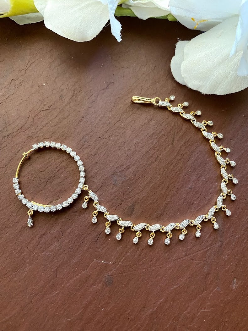 CZ Nose Ring With Gold Plating Spring Nose Ring With Gold - Etsy