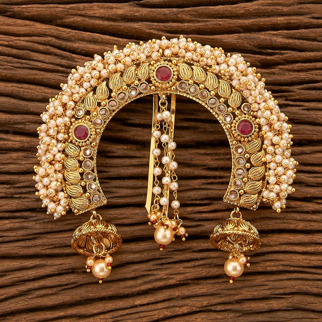 Pearls Hair Bun Pin juda Pinindian Hair Jewelrytraditional U Pin bridal ...