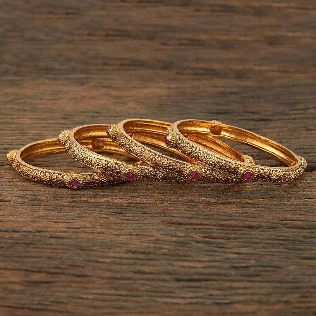 Antique Gold Bangles/ Indian Bangles/ Bangles Set of 4/bridal Bangles ...