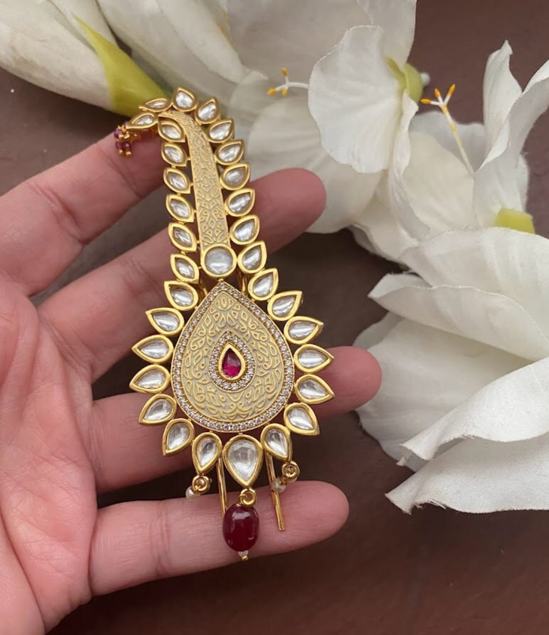 Handmade Kundan Kalangi: Indian Groom Turban Brooch - Etsy