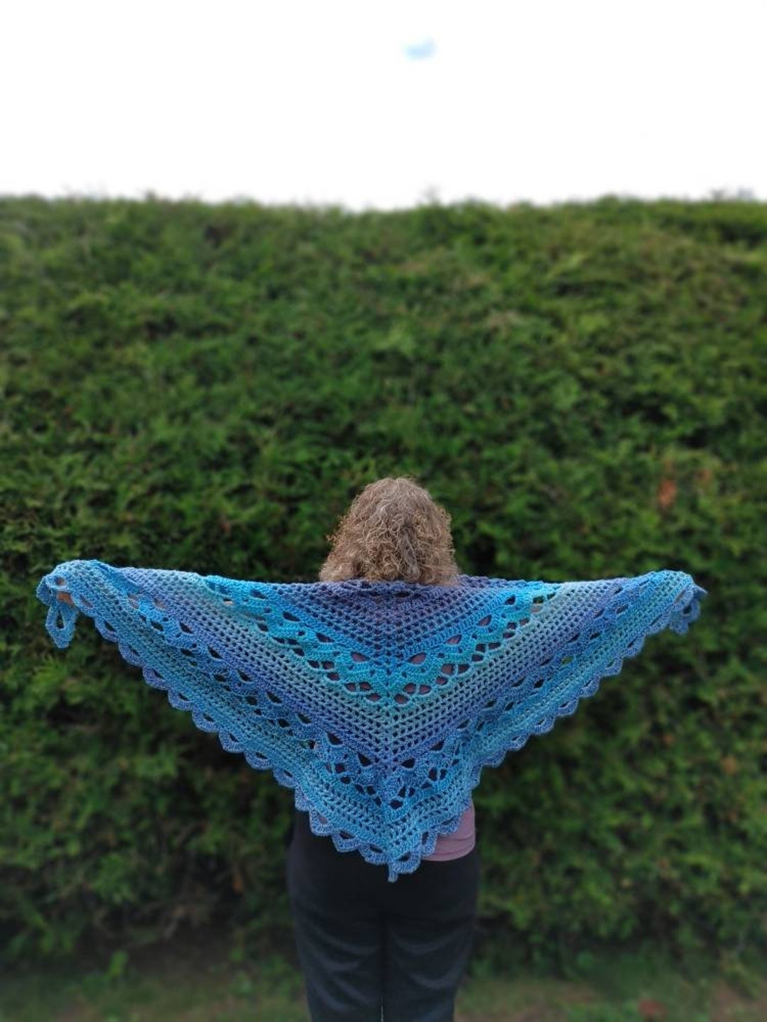Handmade Crochet Ocean Waves Blue Shawl - Etsy