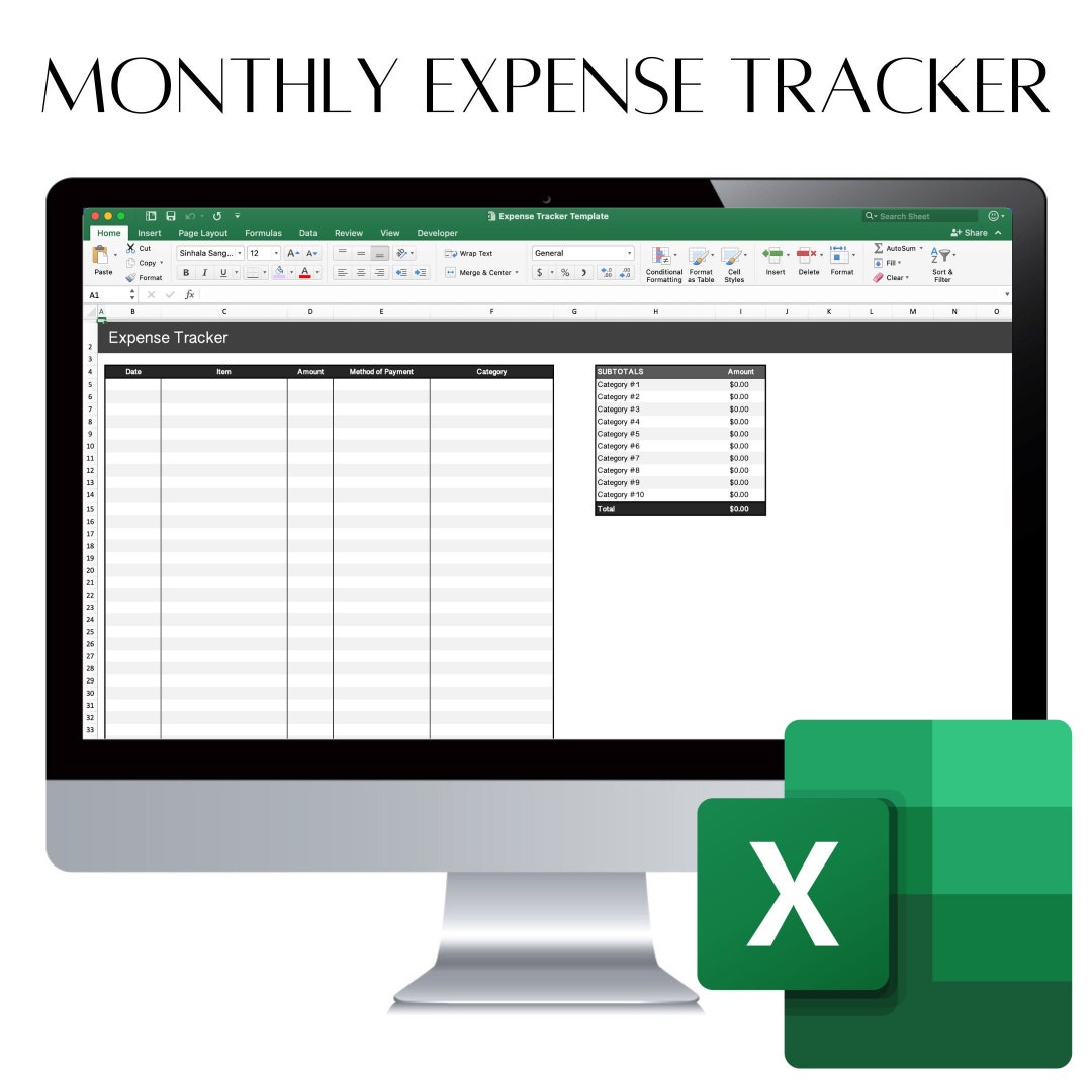 Digital Expense Tracker - Excel Planner - Personal Organization ...