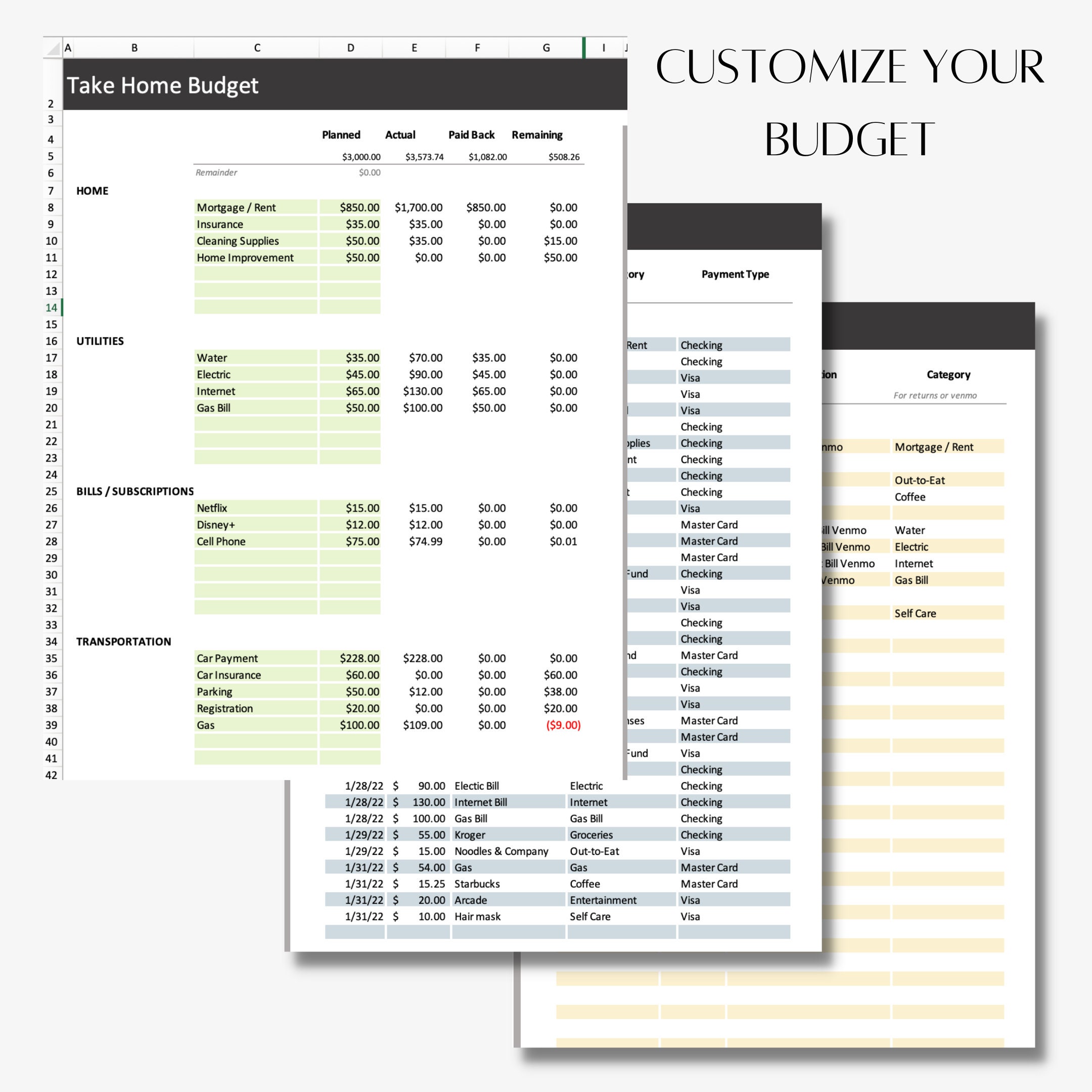 Monthly Budget Tracker Digital Planning Excel Template - Etsy
