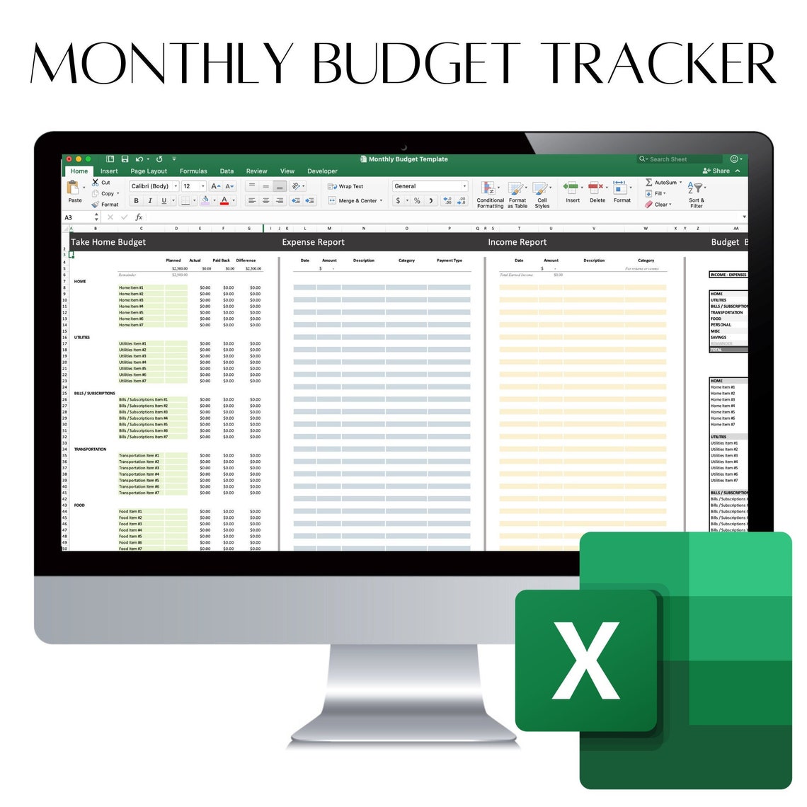 Monthly Budget Tracker Digital Planning Excel Template - Etsy