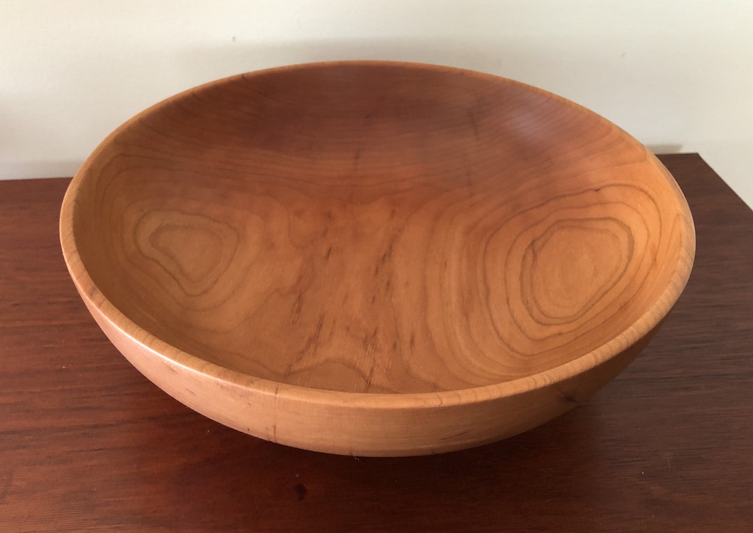 Wooden Bowl: Large American Cherry Salad Bowl (11 5/8" D X 3.75" H ...