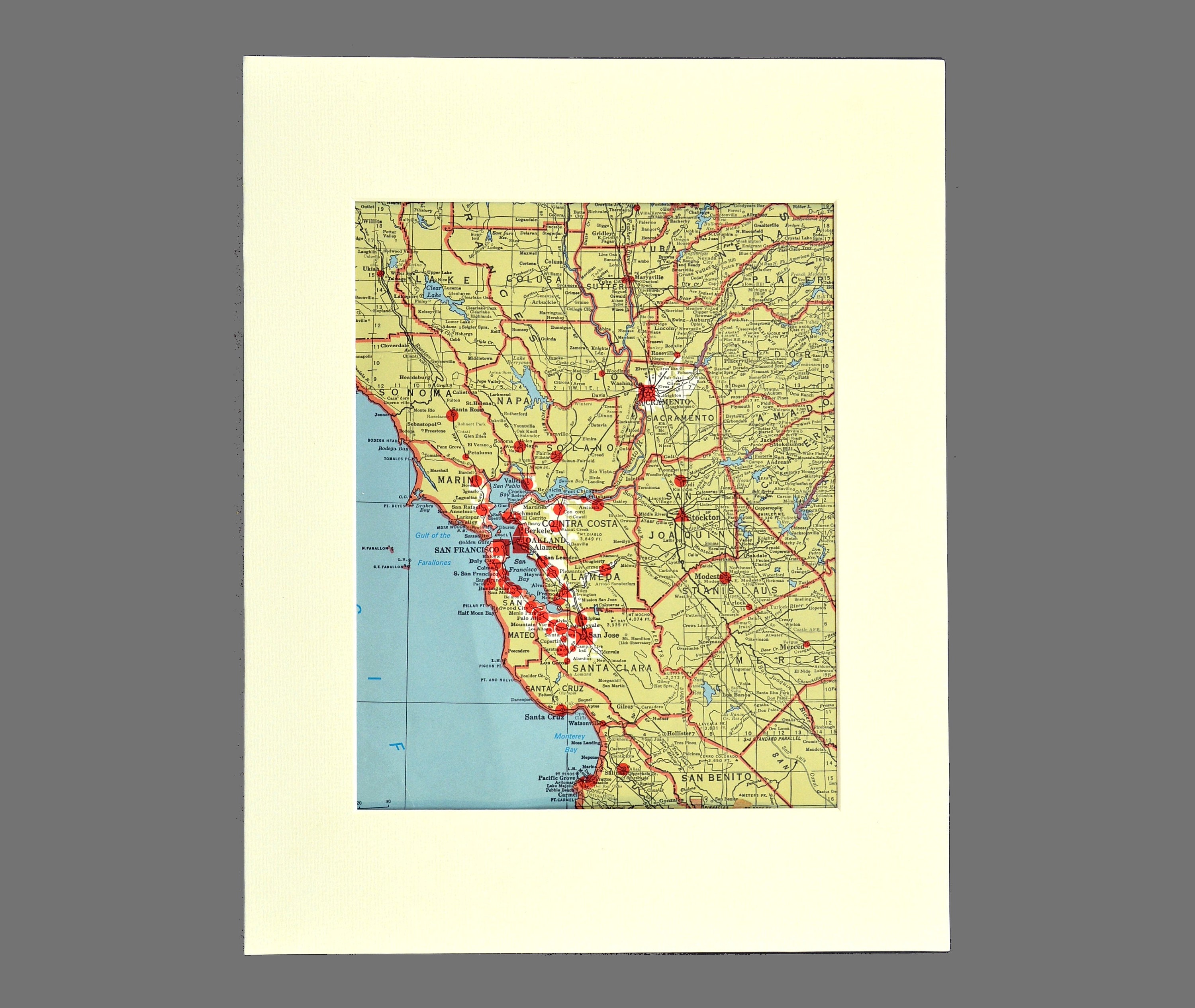 California Bay Area Map of San Francisco Bay Vicinity Map | Etsy