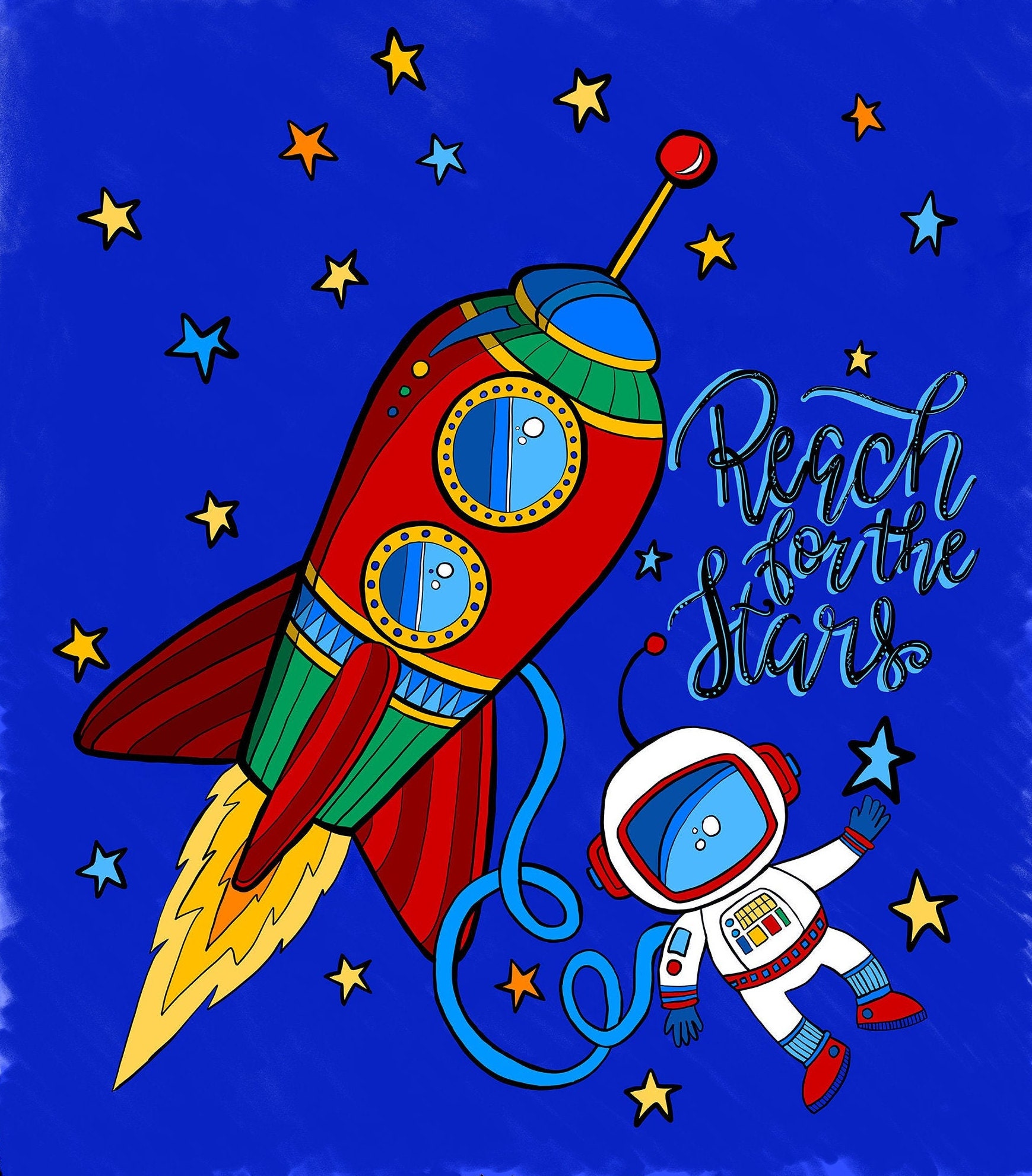 Reach for the Stars Rocket Ship Spaceman Astronaut Transparent PNG for ...