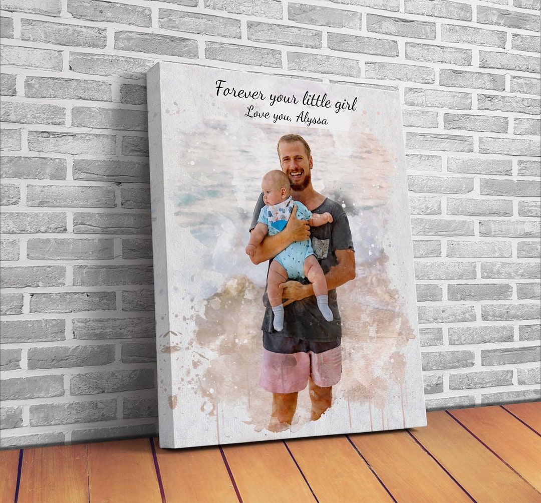 Fathers Day Gift Custom Portrait From Photo Canvas Print, Custom ...