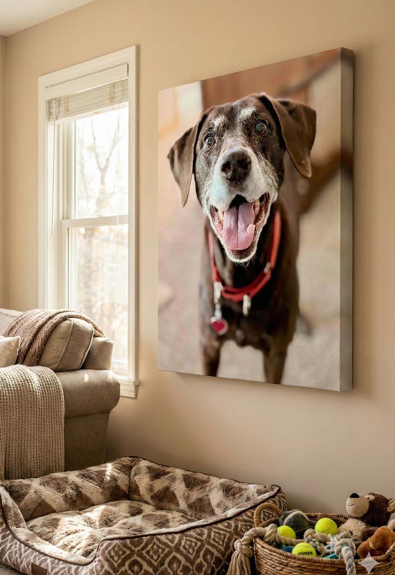 Custom Dog Photo Canvas, Personalized Pet Portrait From Your Picture ...