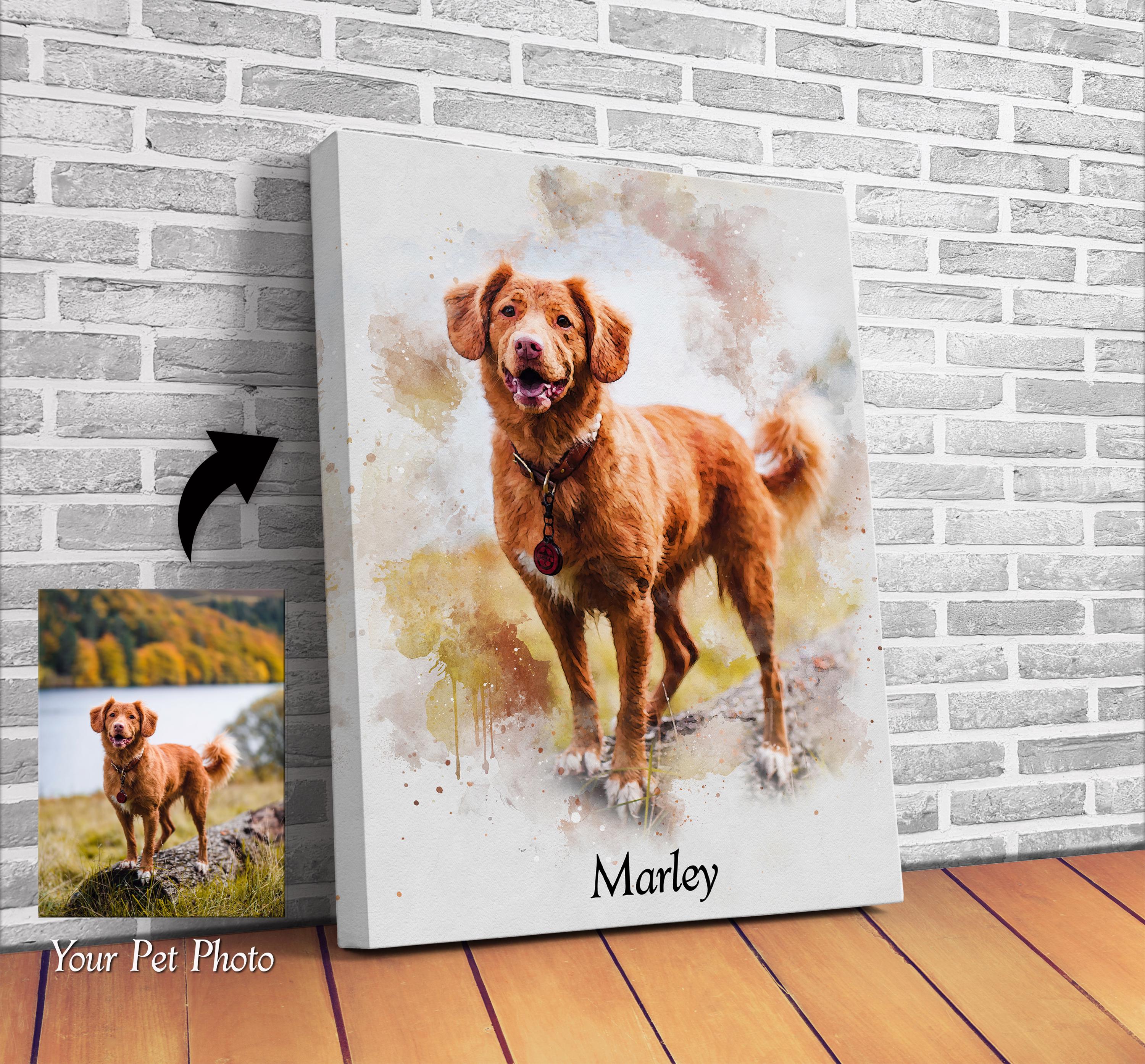 Dog Custom Portrait From Photo, Pet Wall Art Poster or Canvas - Etsy