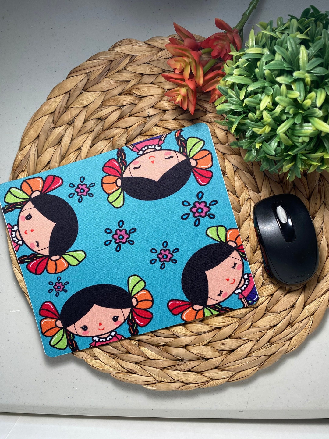 Kawaii Mouse Pad, Maria Lele Mexican Doll Cute Faces Mouse Pad, Mouse ...