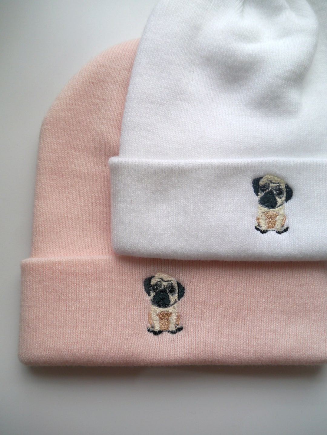 Cute Pug Dog Embroidered Beanie - Etsy