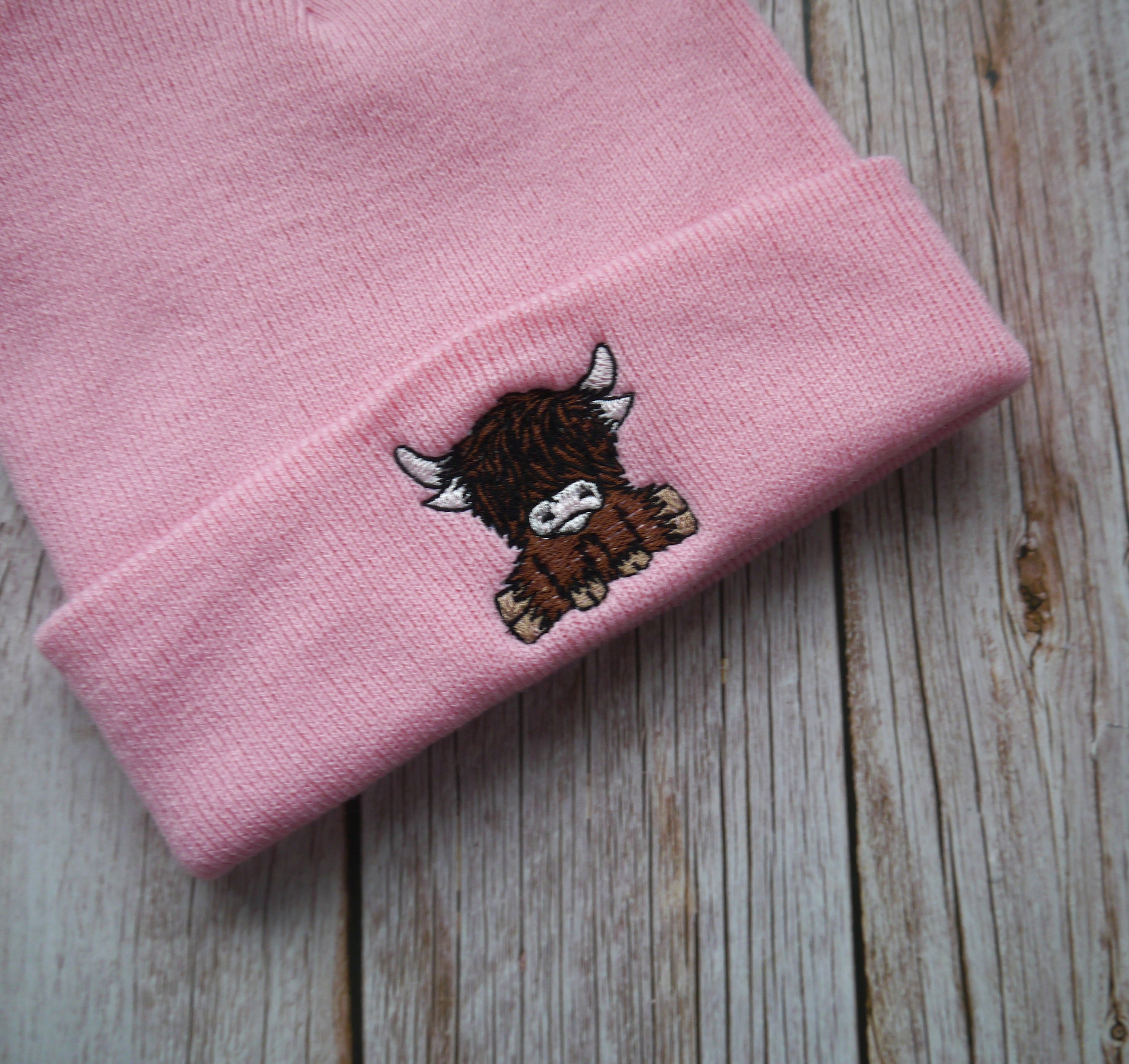 Cute Scottish Highland Cow Embroidered Beanie - Etsy UK