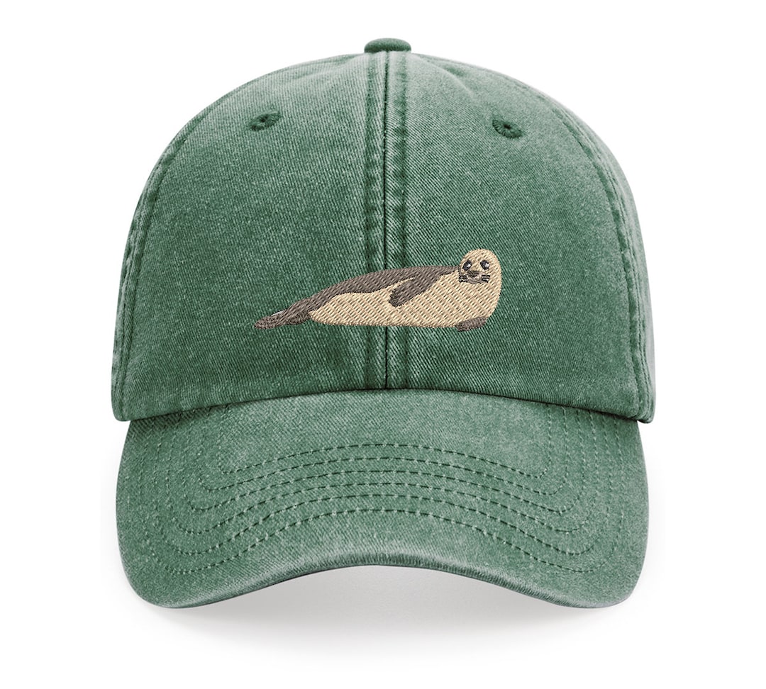 Cute Seal Embroidered Vintage Style Cap - 100% Brushed Cotton - More ...