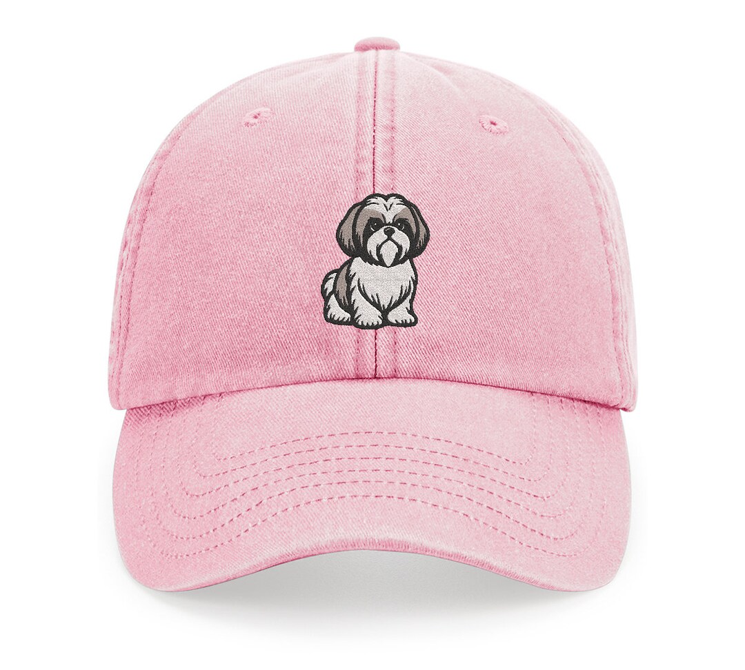 Cute Shih-tzu Embroidered Vintage Style Cap - 100% Brushed Cotton ...