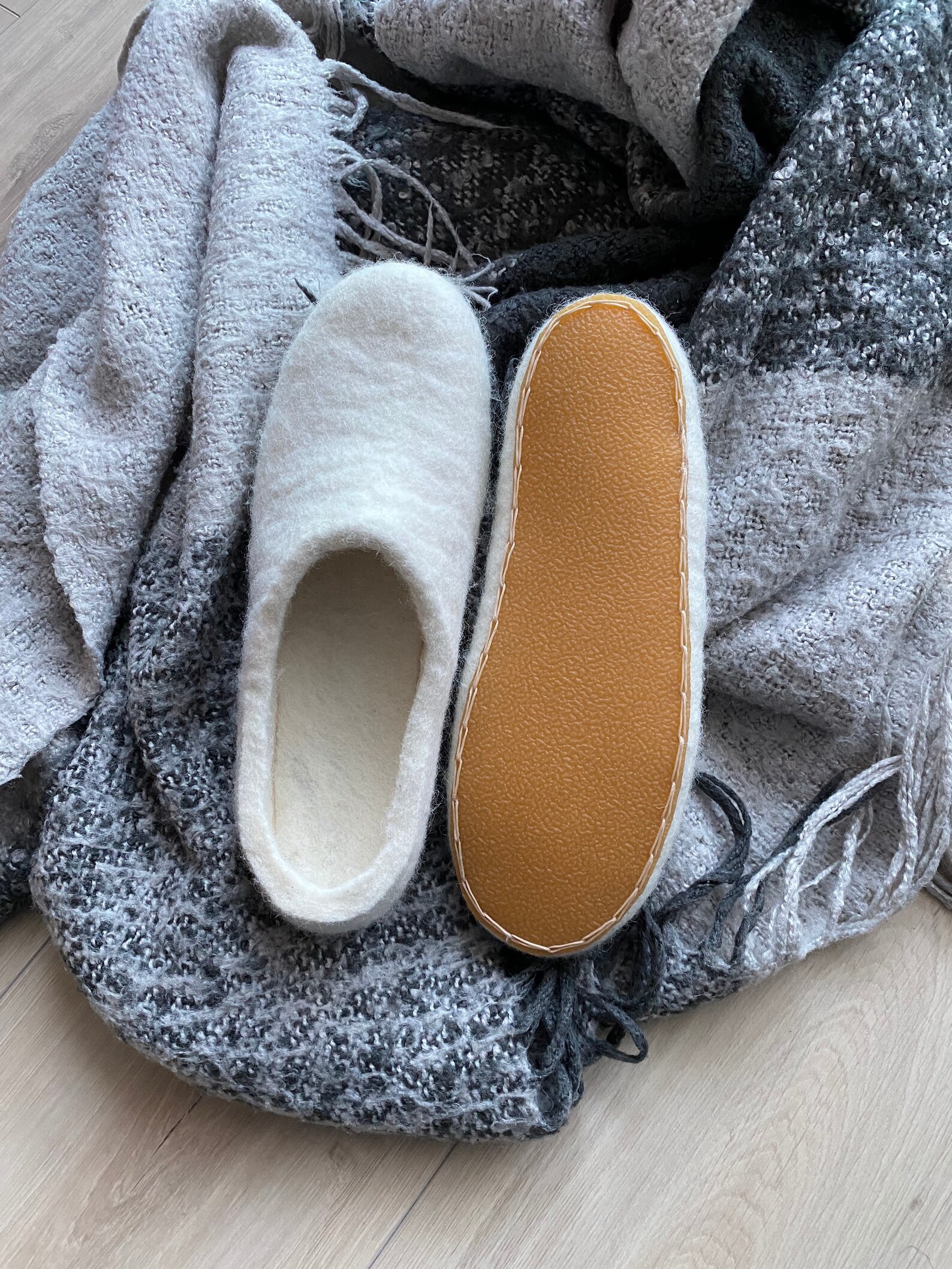 Wool Felt Slippers: Organic Eco Wool Clogs, Rubber Sole - Etsy