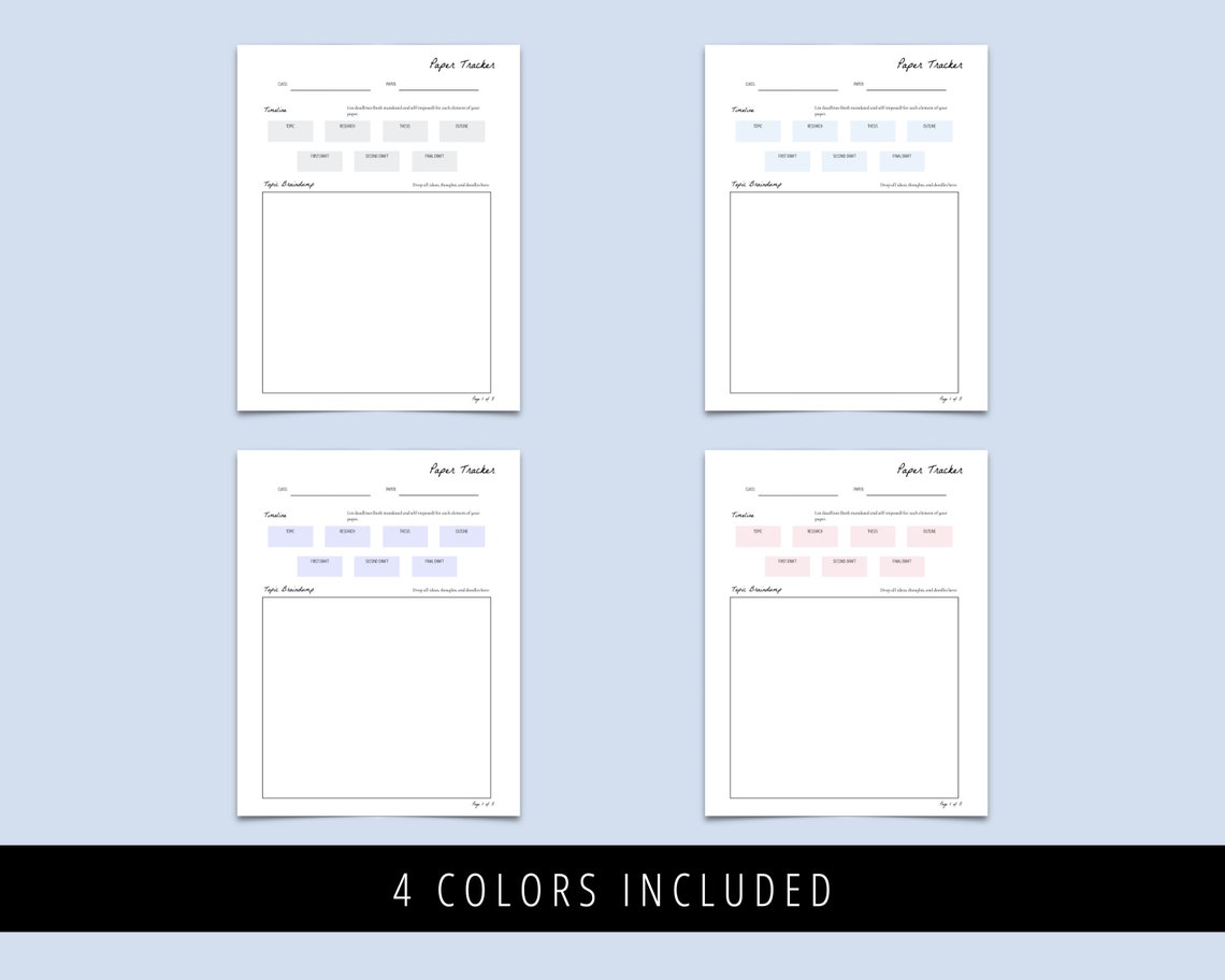 Paper Tracker | Essay Outline Printable, Printable Writing Schedule ...