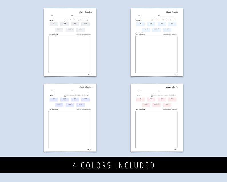 Paper Tracker | Essay Outline Printable, Printable Writing Schedule ...