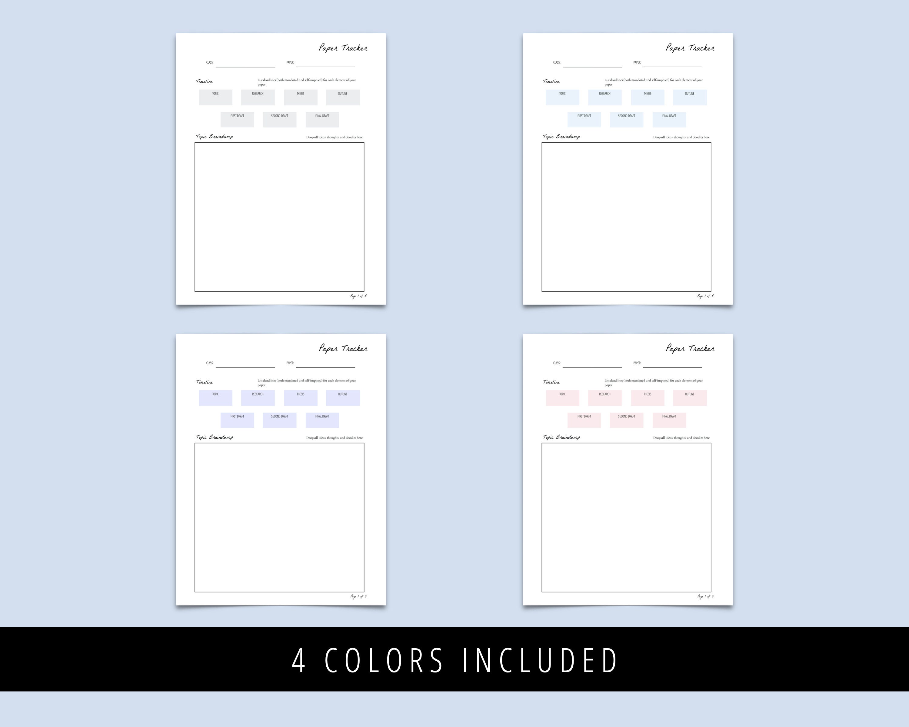 Paper Tracker | Essay Outline Printable, Printable Writing Schedule ...