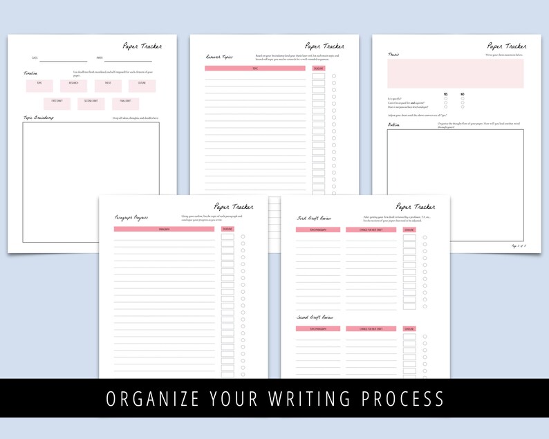 Paper Tracker | Essay Outline Printable, Printable Writing Schedule ...