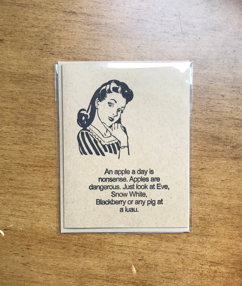 Humorous Funny Notecard Greeting Card Blank Inside Handmade Retro ...