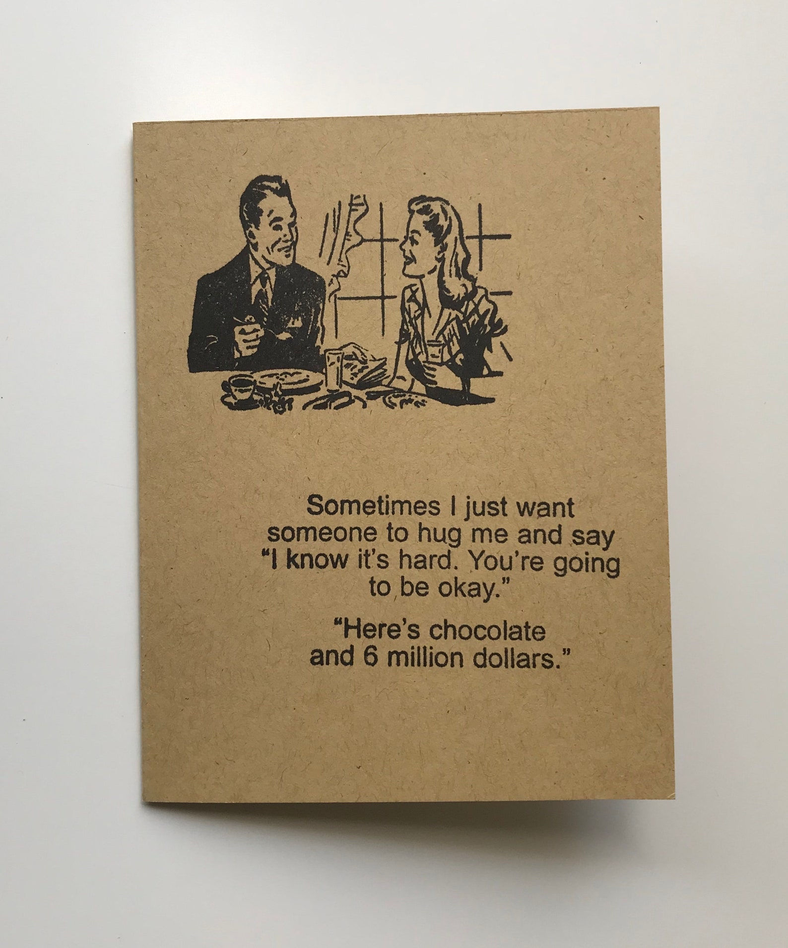 Funny Notecard Greeting Card Blank Inside Homemade Retro Card ...