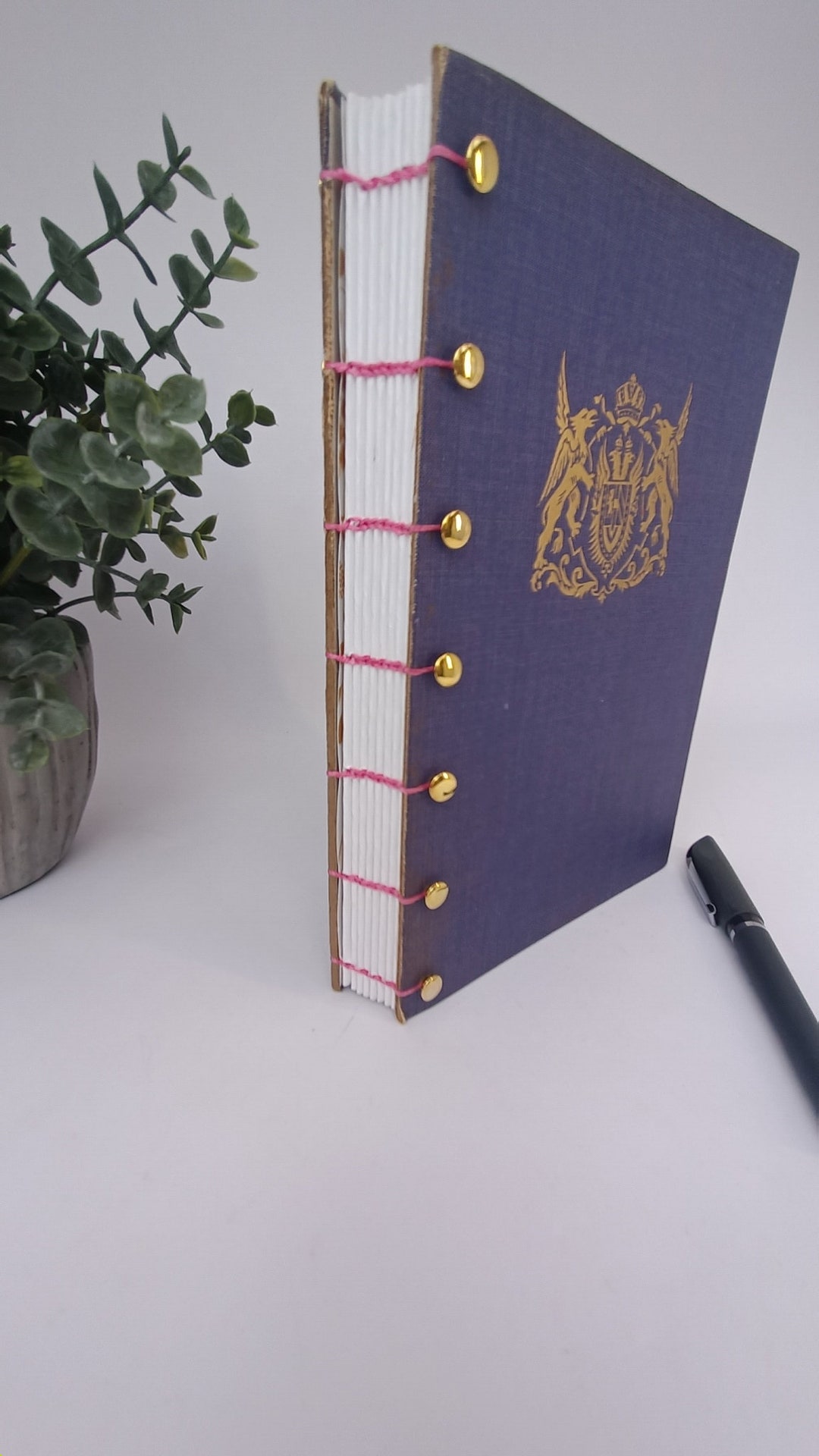 1937 Purple Linen Crest Up-cycled Journal / Vintage Hard Cover ...