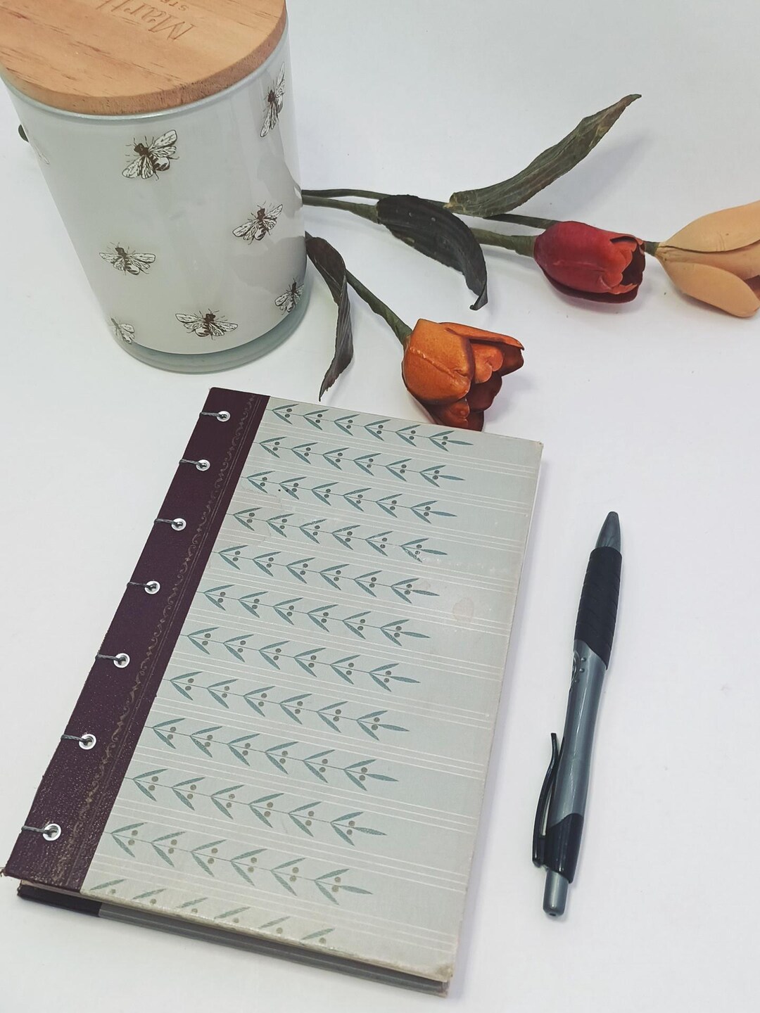 Vintage 1957 Journal – Sage Green Arrow Motif, Hand-stitched Binding - Etsy