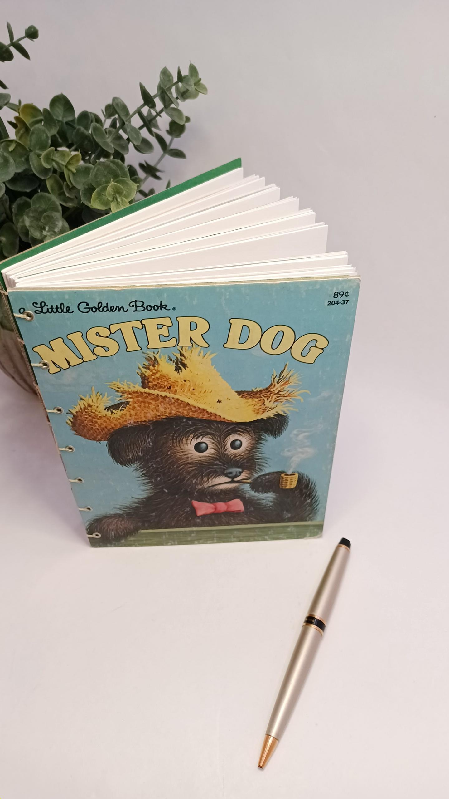 1980 Mister Dog Little Golden Book Vintage Upcycled Hardcover Writing ...
