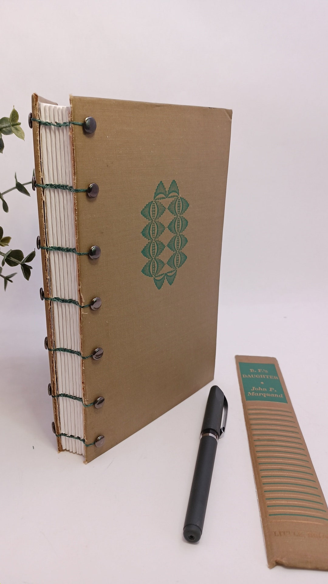 1946 Vintage Upcycled Writing Journal / Handmade Stitched Coptic/ Diary ...
