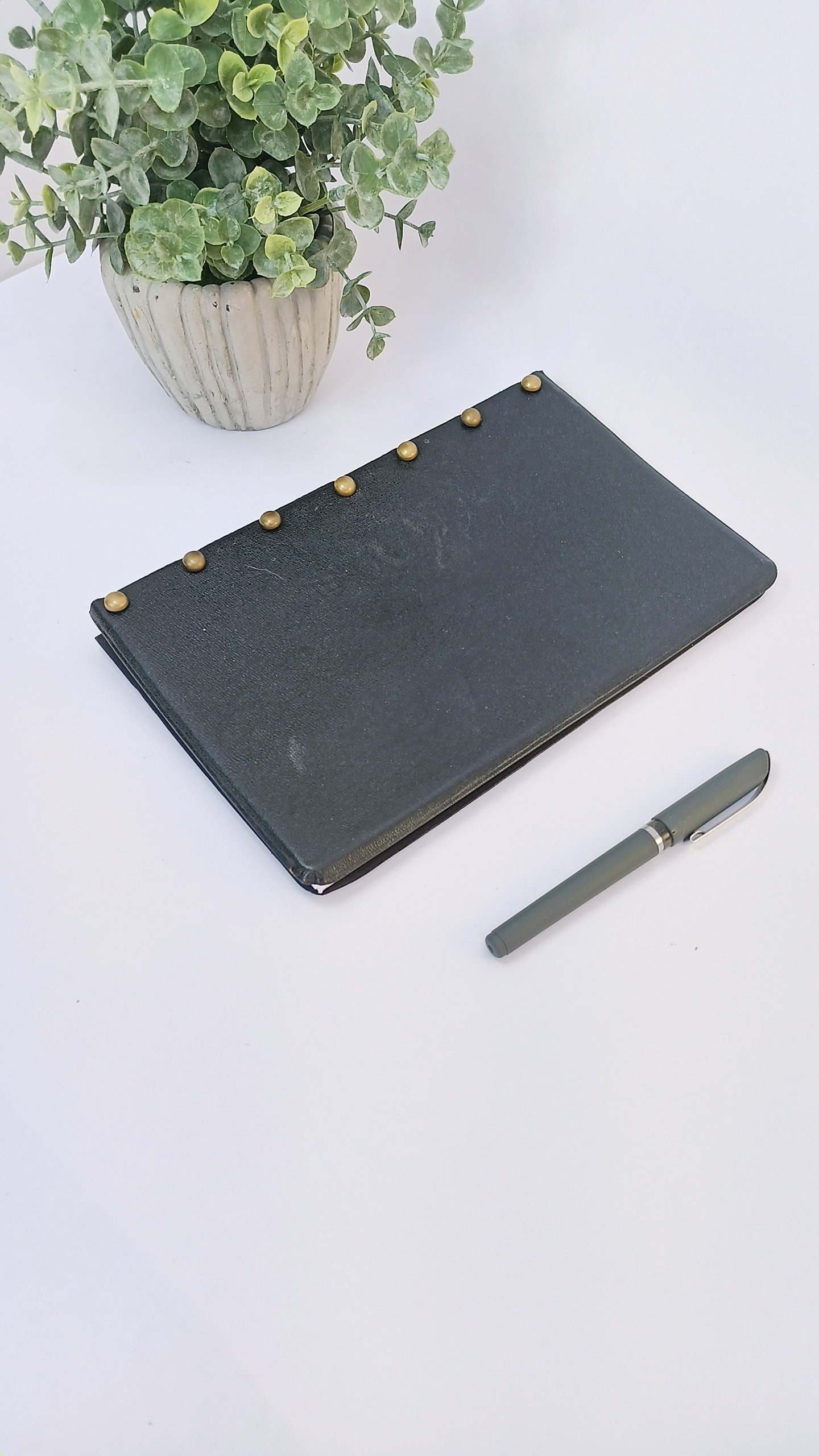 1974 Leather Vintage Upcycled Writing Journal / Handmade / Hand ...