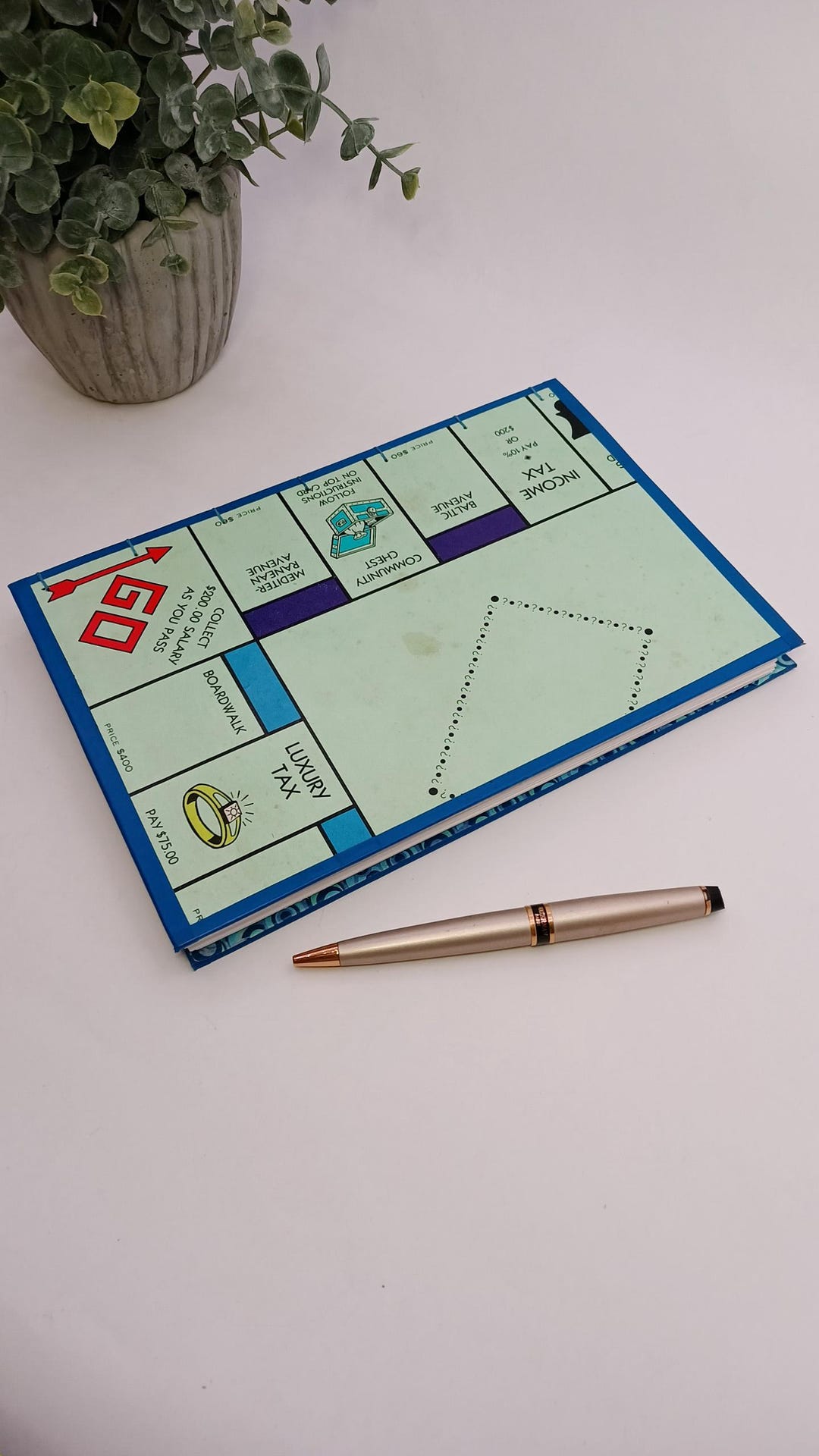 Monopoly Gameboard Journal: Upcycled Vintage Book, Hand Stitched ...