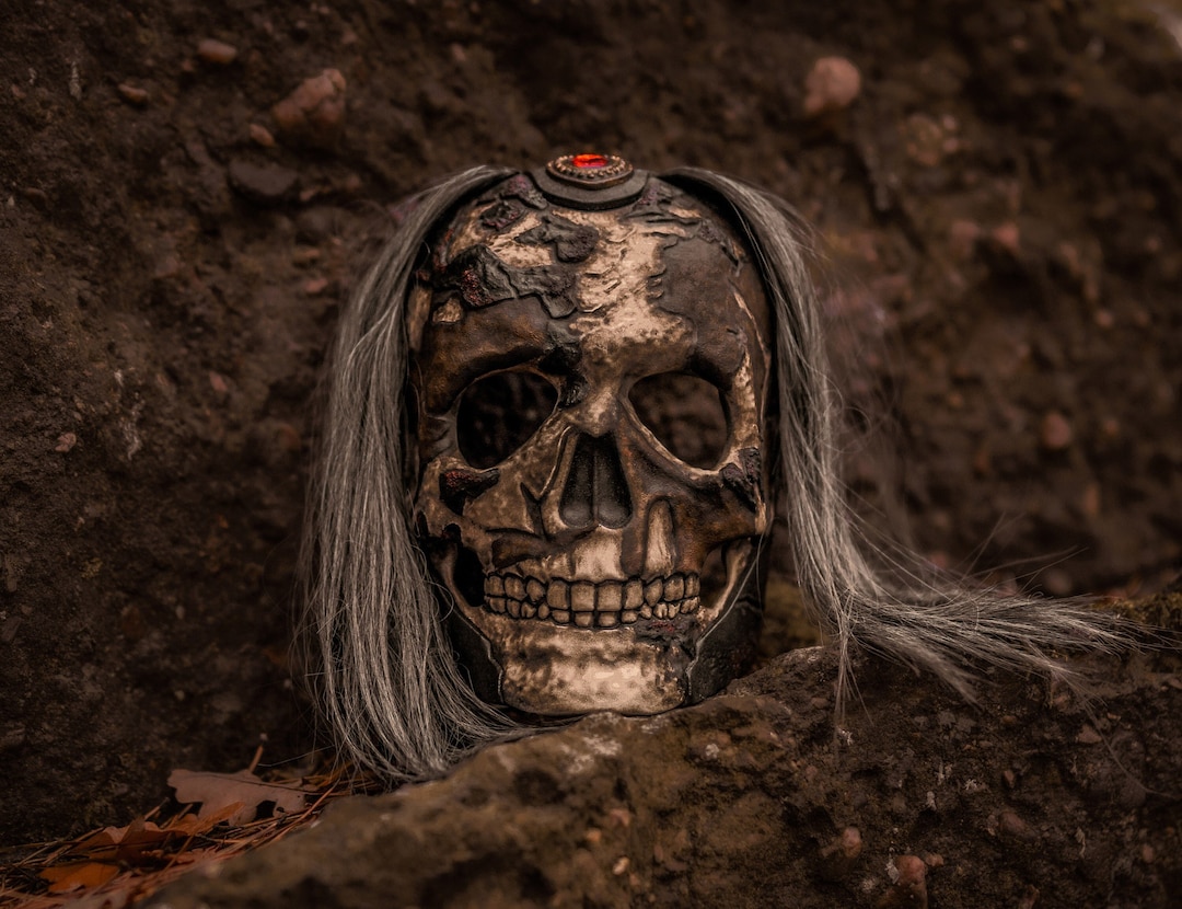 Dark Necromancer Helm, Handmade Full Size Necromancer Skull Mask ...