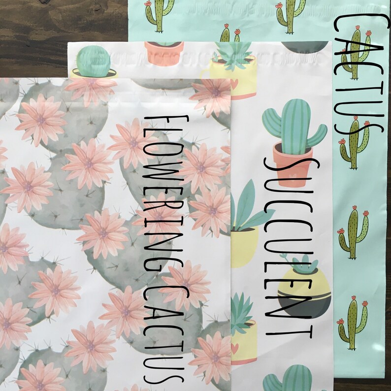 25 PCS Designer Poly Mailer- 10" by 13" Floral Cactus, Marble ...