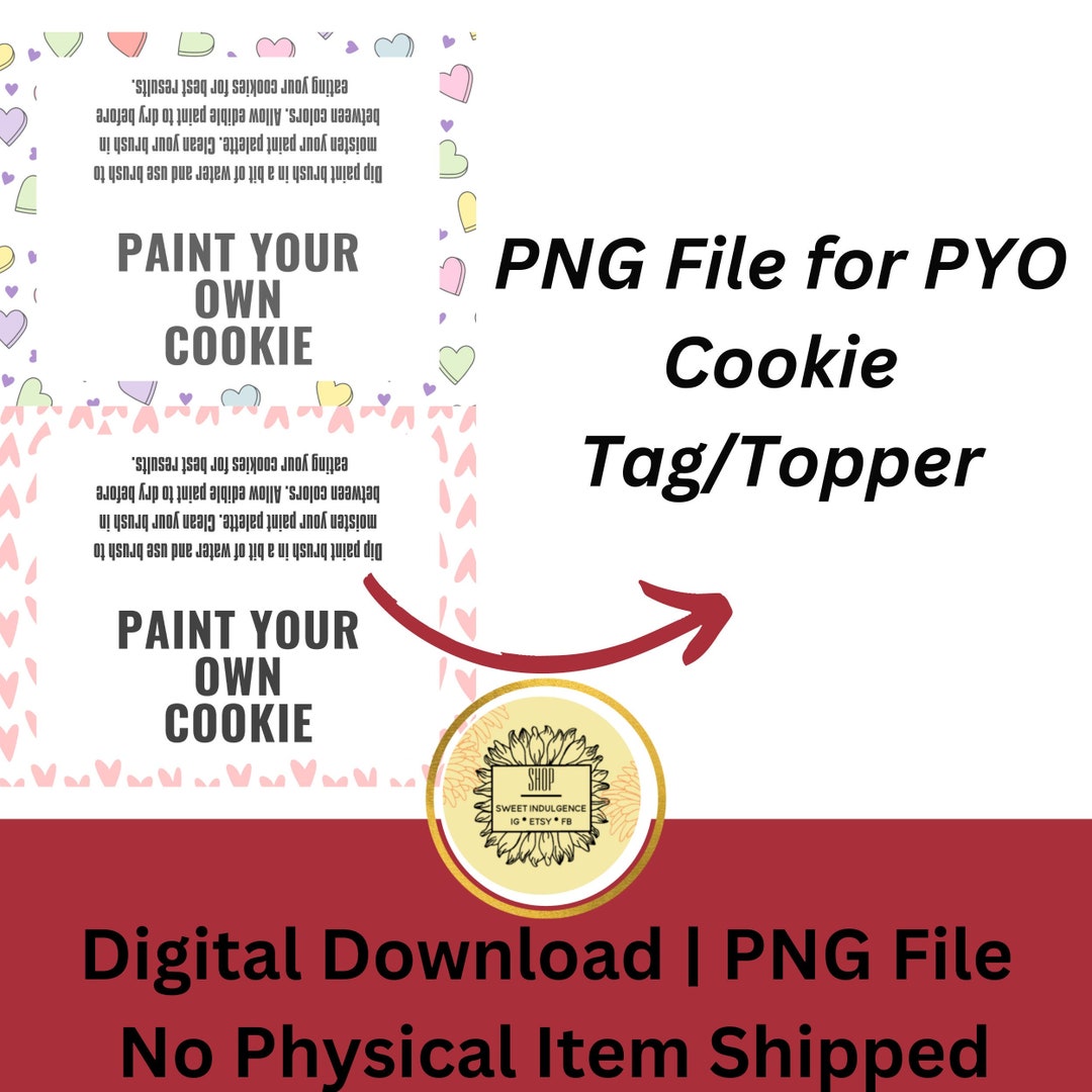Digital Instant Download Paint Your Own Heart PYO Cookie Tag Printing ...