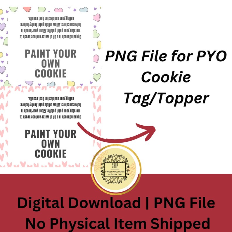 Digital Instant Download Paint Your Own Heart PYO Cookie Tag - Etsy