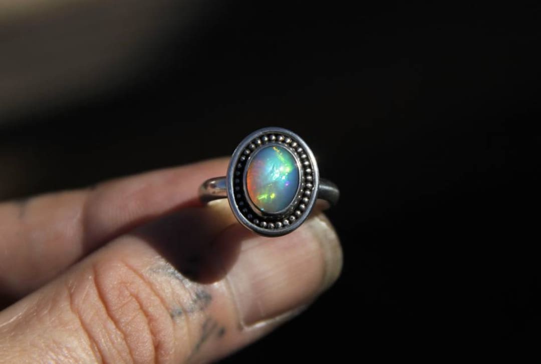 Handmade Sterling Silver Opal Ring - Etsy
