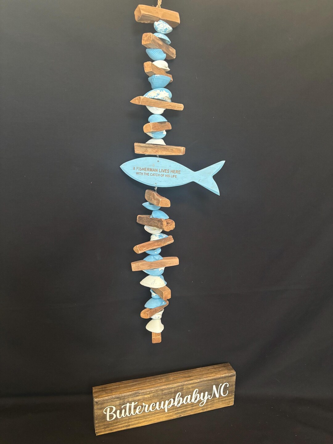 Wooden Engraved Fish and Shell With Driftwood Coastal Wind Catcher - Etsy