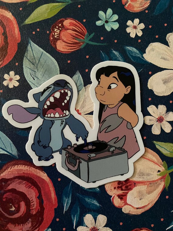 Lilo & Stitch in Record Player Inspired Sticker | Etsy