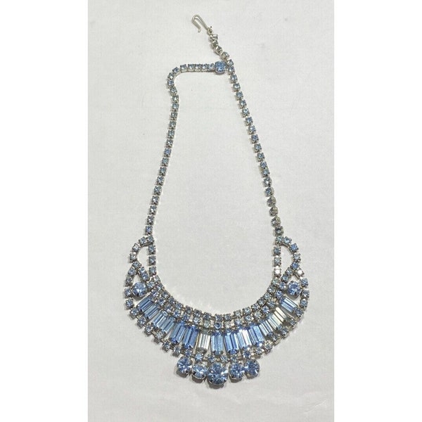 Rhinestone Silver Blue Necklace - Etsy