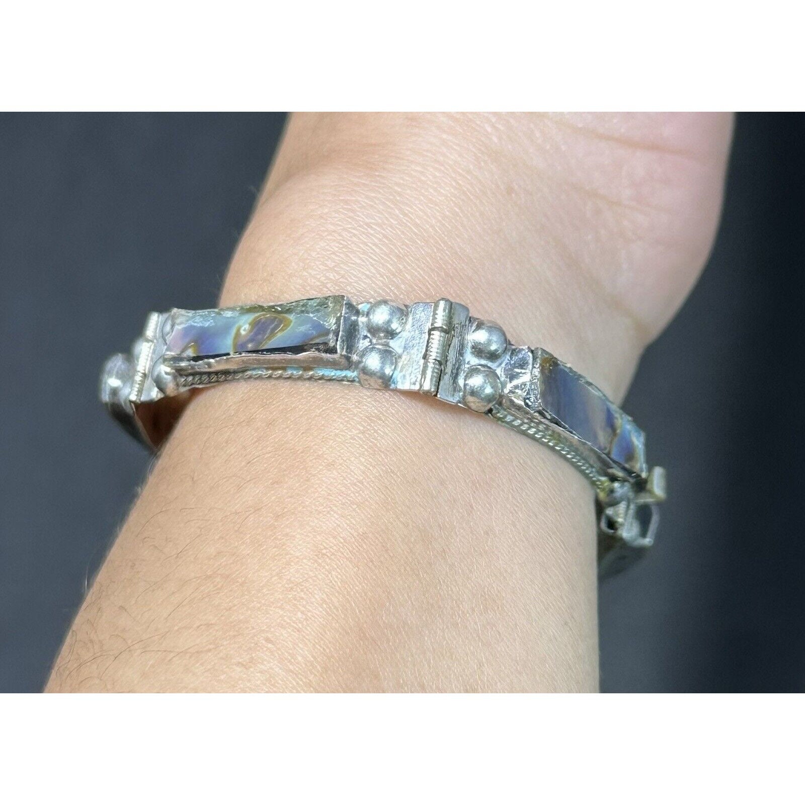 Vintage Signed LPR Taxco Sterling Silver and Abalone Bracelet - Etsy