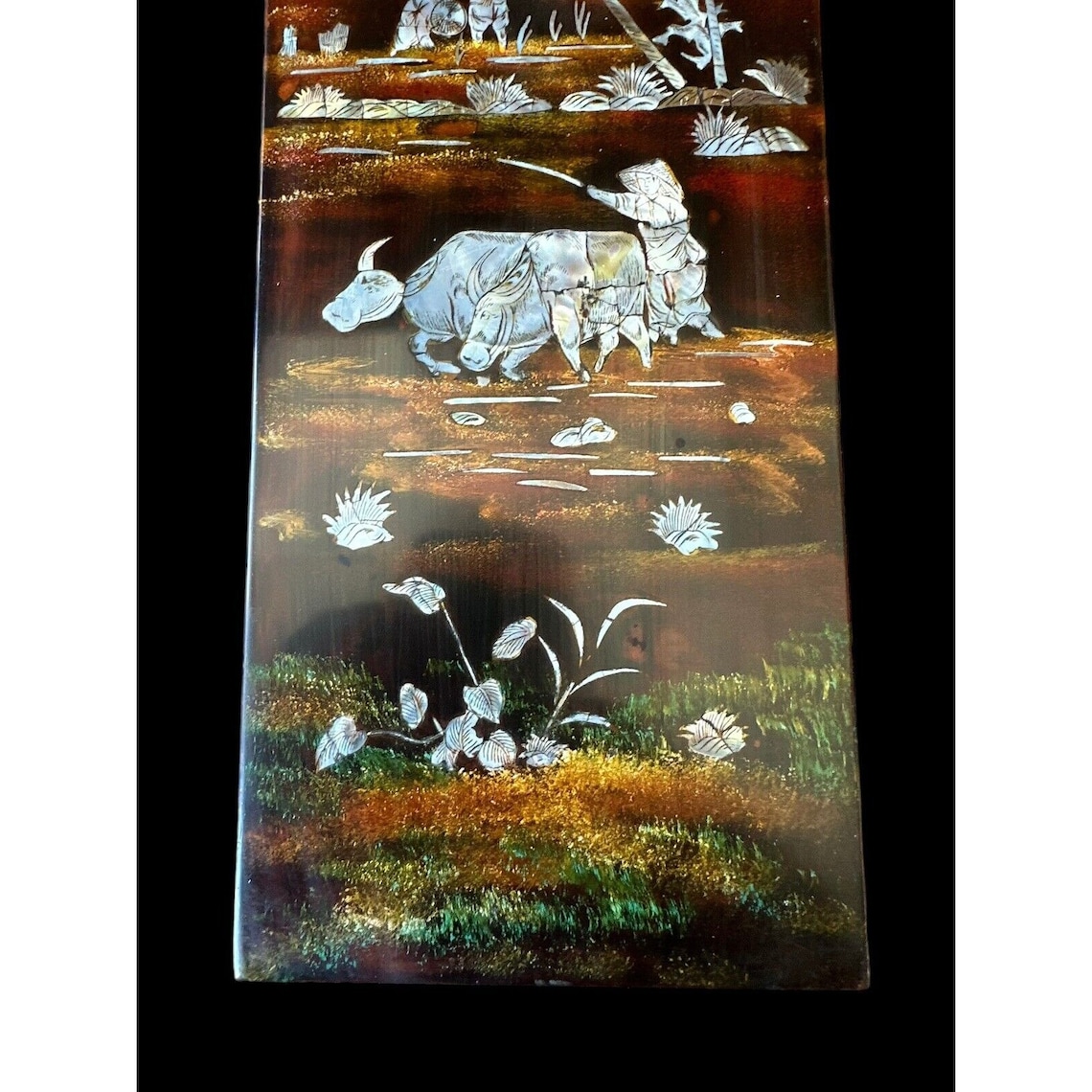 Vintage Asian Wall Panels Plaques Mother of Pearl Black - Etsy